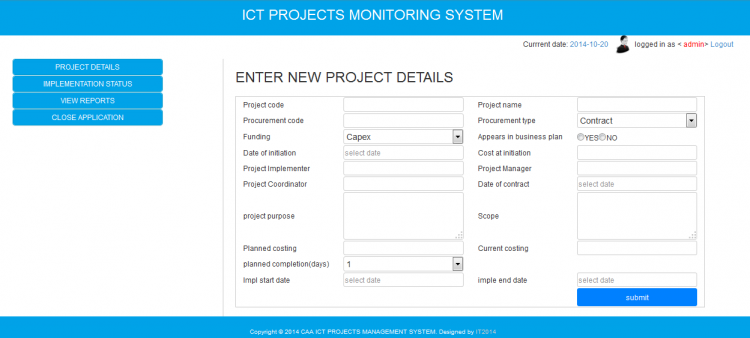 Projects Monitoring System | SourceCodester